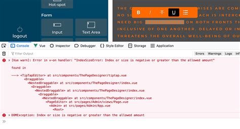 MenuBubble Error In V On Handler IndexSizeError Failed To Execute