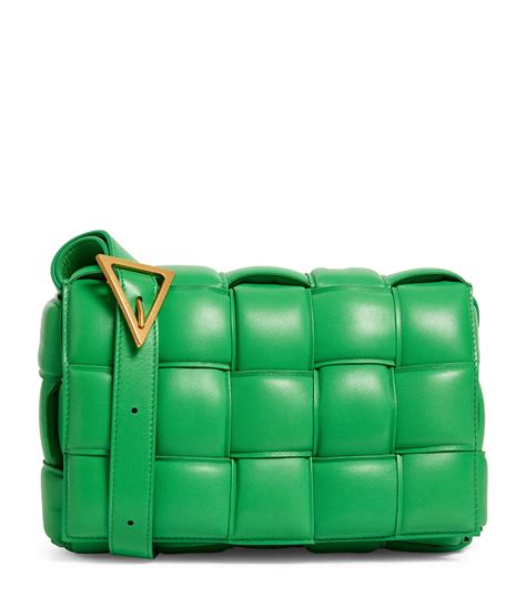 Womens Bottega Veneta Green Leather Padded Cassette Cross Body Bag
