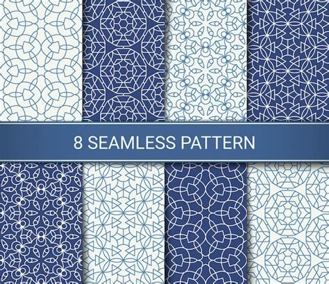 Conjunto de patrones geométricos abstractos sin costura Vector Premium