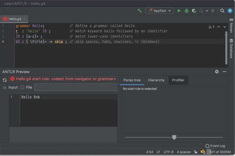 How To Select A Start Rule For ANTLR 4 When Using ANTLR V4 Plugin