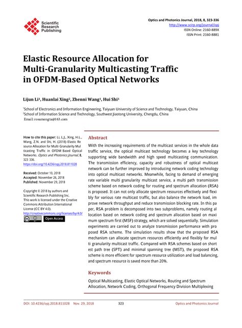 pdf elastic resource allocation for multi granularity multicasting traffic in ofdm based