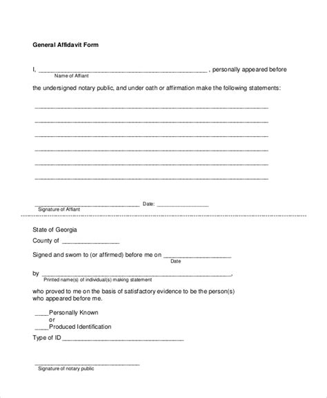 Printable Sworn Statement Affidavit Template