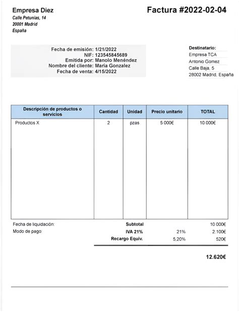 Factura con recargo de equivalencia Cuándo hacerla y ejemplos