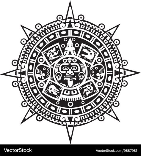 Aztec Calendar Royalty Free Vector Image VectorStock
