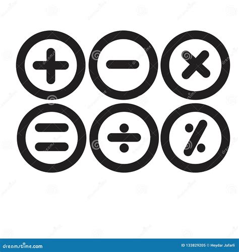 Basic Mathematical Symbols Icon Vector Sign And Symbol Isolated Stock