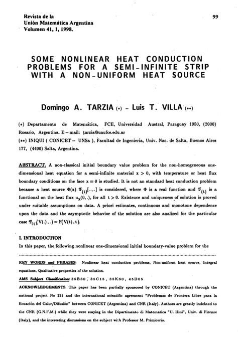 pdf some nonlinear heat conduction problems for a semi infinite strip with a non uniform heat