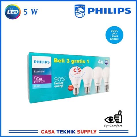 Jual Lampu Philips Led Bulb Multipack Mycare Essential W Pack Isi