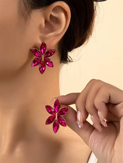 Brincos de orelha decoração de strass SHEIN Brasil