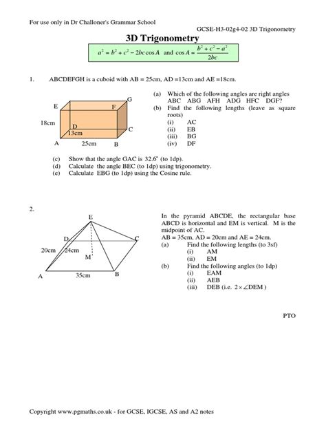 gcse h3 02g4 02 3d trigonometry pdf trigonometry combinatorics