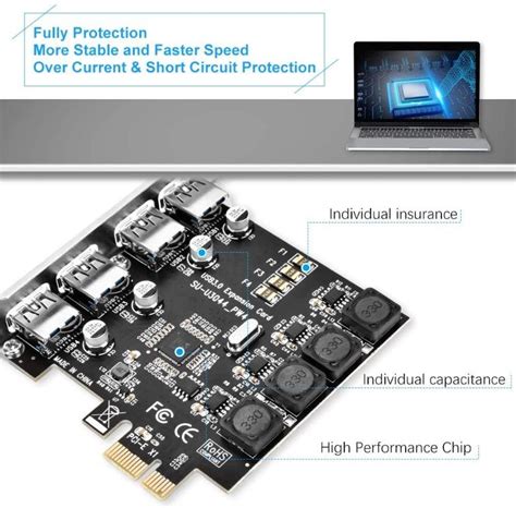 KNL ELUTENG PCIE USB 3 0 Card 4 Ports PCI Expree To USB Expansion Card