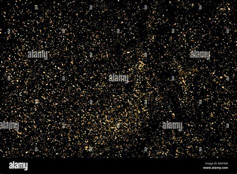 Gold Glitter Texture Isolated On Black Amber Particles Color