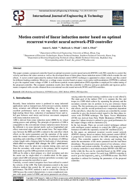pdf motion control of linear induction motor based on optimal recurrent wavelet neural network