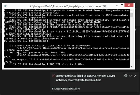 Python Jupyter On Vscode Jupyter Notebook Failed To Launch Stack Overflow