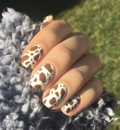 I Tried To Do Cow Print Nails Cute Nails Cow Nails Cute Acrylic Nails