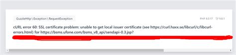php still same error display curl error 60 ssl certificate problem unable to get local