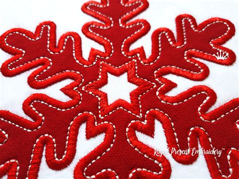 Applique Snowflake Machine Embroidery Design Sizes Royal Present