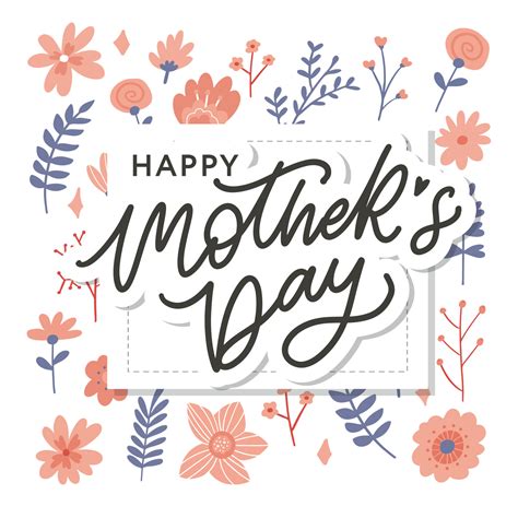Happy Mothers Day Lettering Handmade Calligraphy Vector Illustration