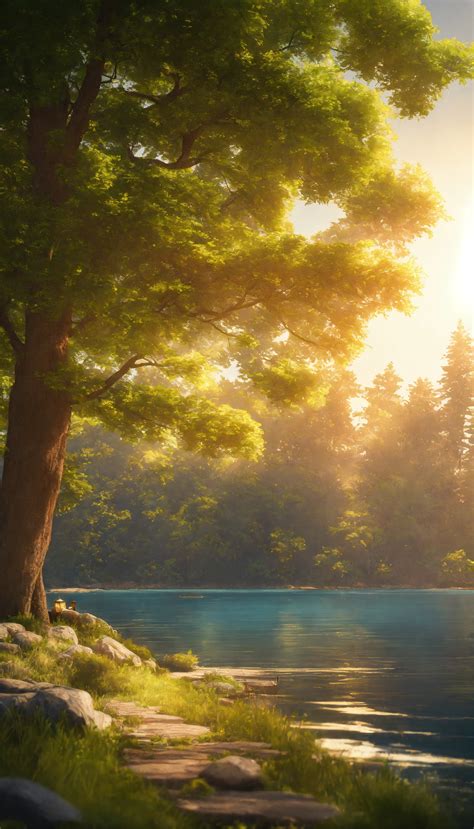 Lexica Illustrate A Serene Peaceful Nature Scene In Summer This