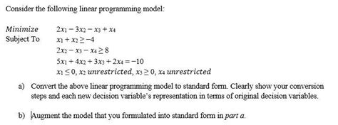 consider the following linear programming model a