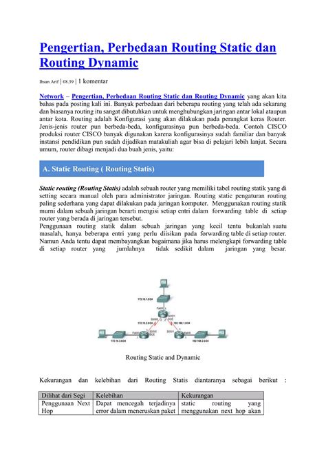 Perbedaan Dynamik Dan Statik Routing Pdf