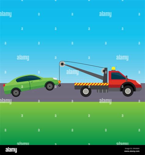 Tow Truck Lifting A Car Conceptual Vector Stock Vector Image Art Alamy