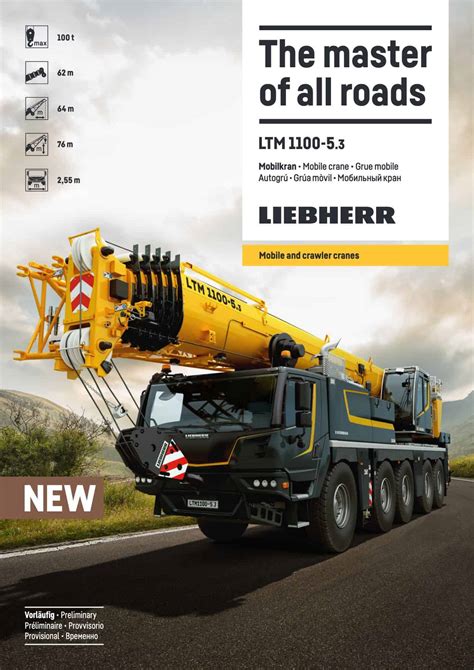 Liebherr LTM 1100 5 3 Mobile Crane Load Chart Capacity Specs Free