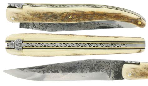 Laguiole Knife Mammoth Ivory Handle And Brut De Forge Blade Iwa En