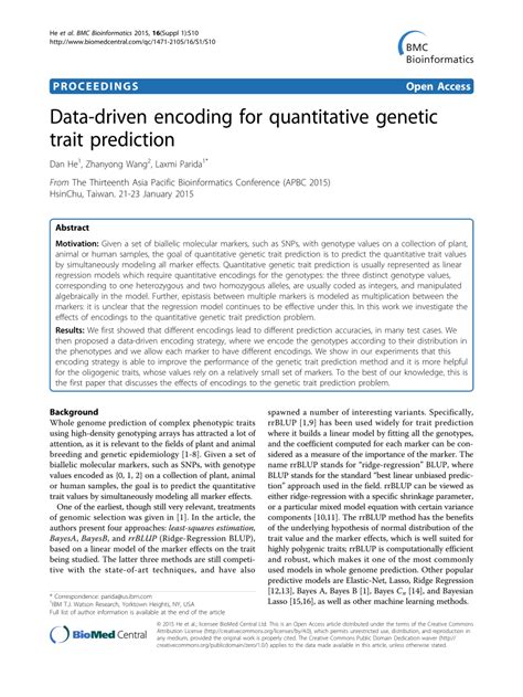 pdf data driven encoding for quantitative genetic trait prediction