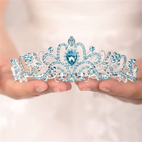 Jwicos Tiara Plateada Para Mujer Tiara De Cristal Azul Claro Y Corona