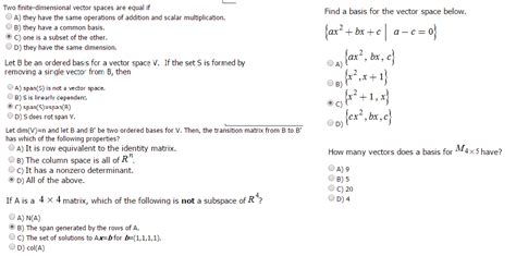 solved two finite dimensional vector spaces are equal if