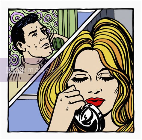 Stock Illustration Of Split Screen Of Couple Talking On Phone Ikon Images
