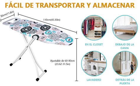 Salandens Burro De Planchar Plegable Tabla De Planchar De Cm