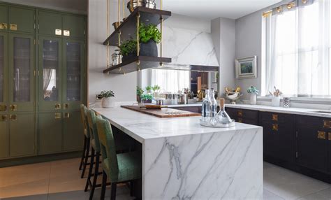 Sleek Kitchens With Waterfall Islands Chairish Blog