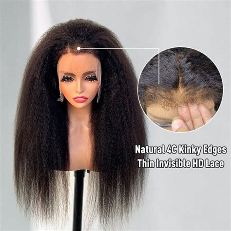 4C Edges Kinky Straight HD Lace Front Wig Kinky Edges West Kiss Hair