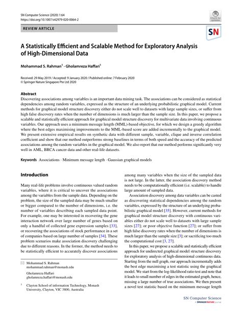 pdf a statistically efficient and scalable method for exploratory analysis of high dimensional