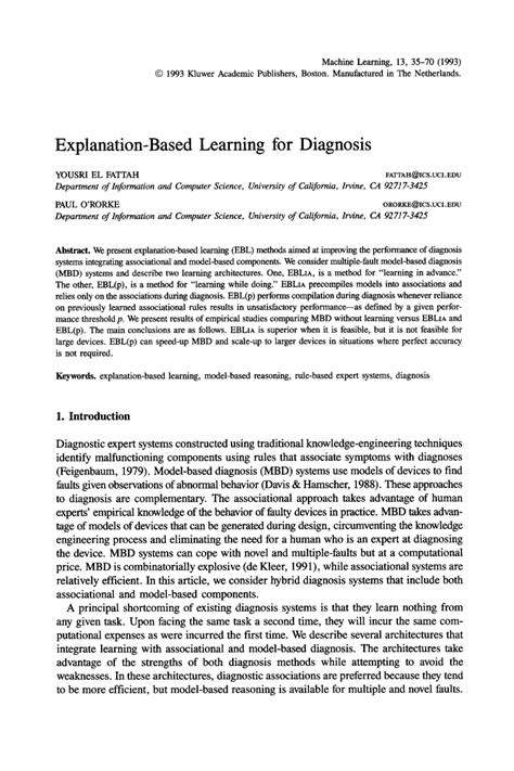 pdf explanation based learning for diagnosis