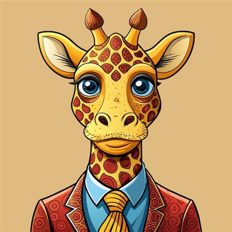 Una jirafa con una corbata y un traje en él Vector Premium