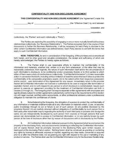 Basic Non Disclosure Agreement 25 Examples Format Pdf