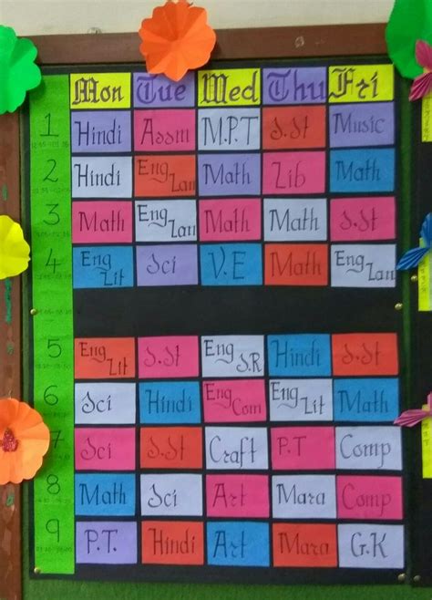 Simple Yet Colourful Classroom Timetable Classroom Charts Chart