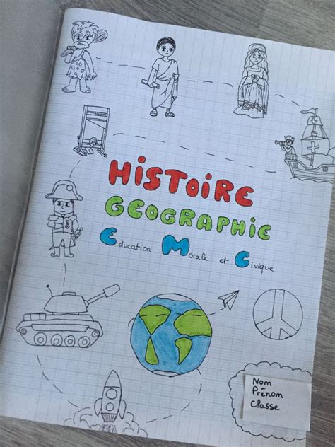 Page de garde histoire géo en 2023 Dessin de couverture Couvertures