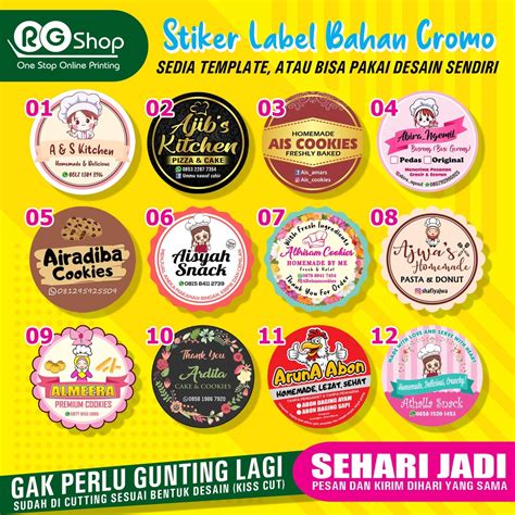 Jual Stiker Label Kemasan Makanan Kue Cookies Toples Lebaran Kue