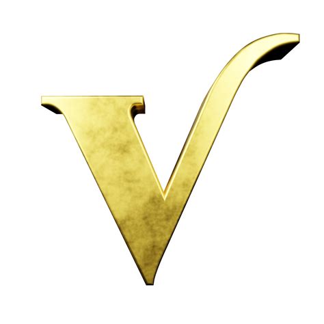 Gold Text Effect Letter V 3d Render 16325630 PNG
