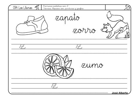 Lectoescritura Y Vocabulario Con La Letra Z