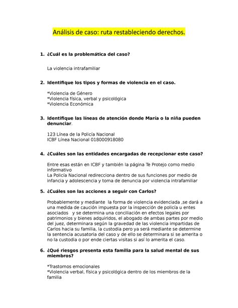 An Lisis De Caso Sena An Lisis De Caso Ruta Restableciendo