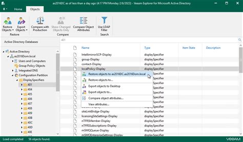 Restoring Objects Veeam Backup Explorers Guide