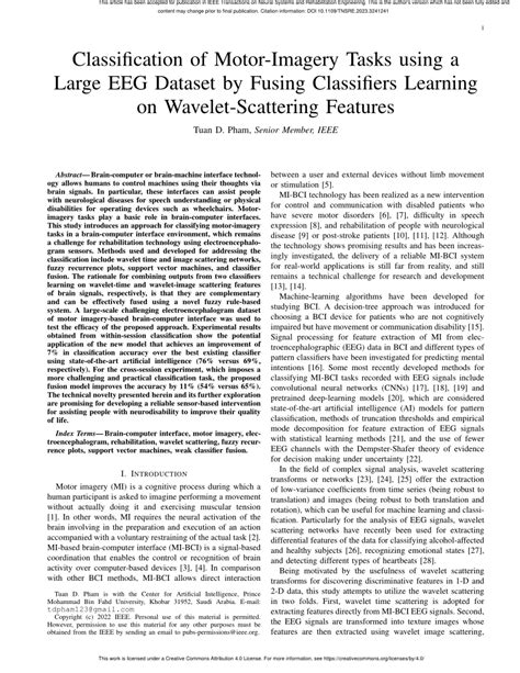 pdf classification of motor imagery tasks using a large eeg dataset by fusing classifiers