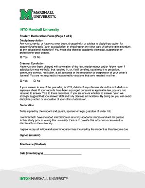 Fillable Online Marshall Applicant Declaration Form INTO