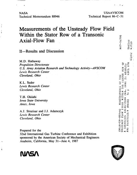 pdf measurements of the unsteady flow field within the stator row of a transonic axial flow