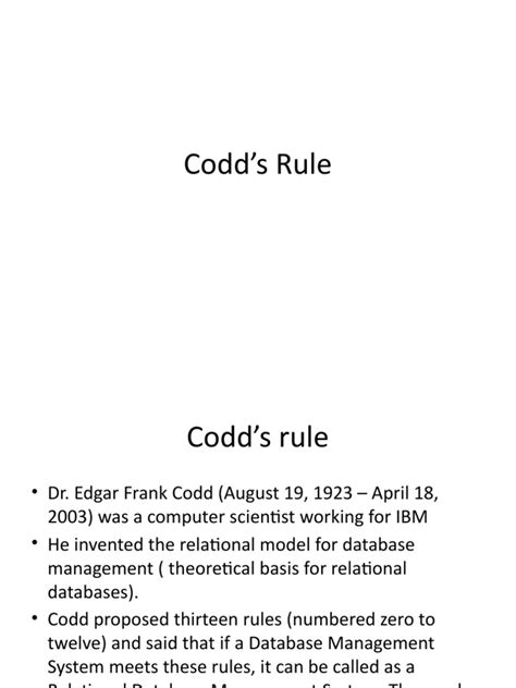 codd s rule pdf relational database databases
