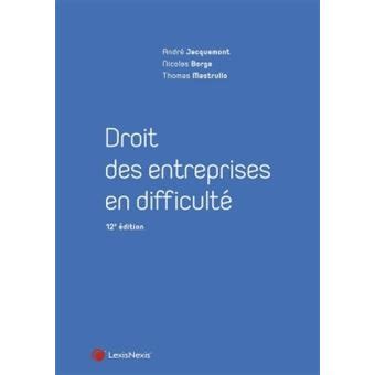 Droit des entreprises en difficulté broché André Jacquemont
